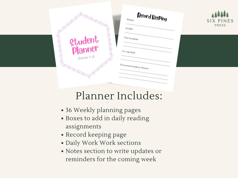 Homeschool Student Planner Printable | Charlotte Mason Form I-II ...