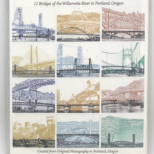 Portland Oregon Bridge Poster White Paper 12 Willamette | Etsy