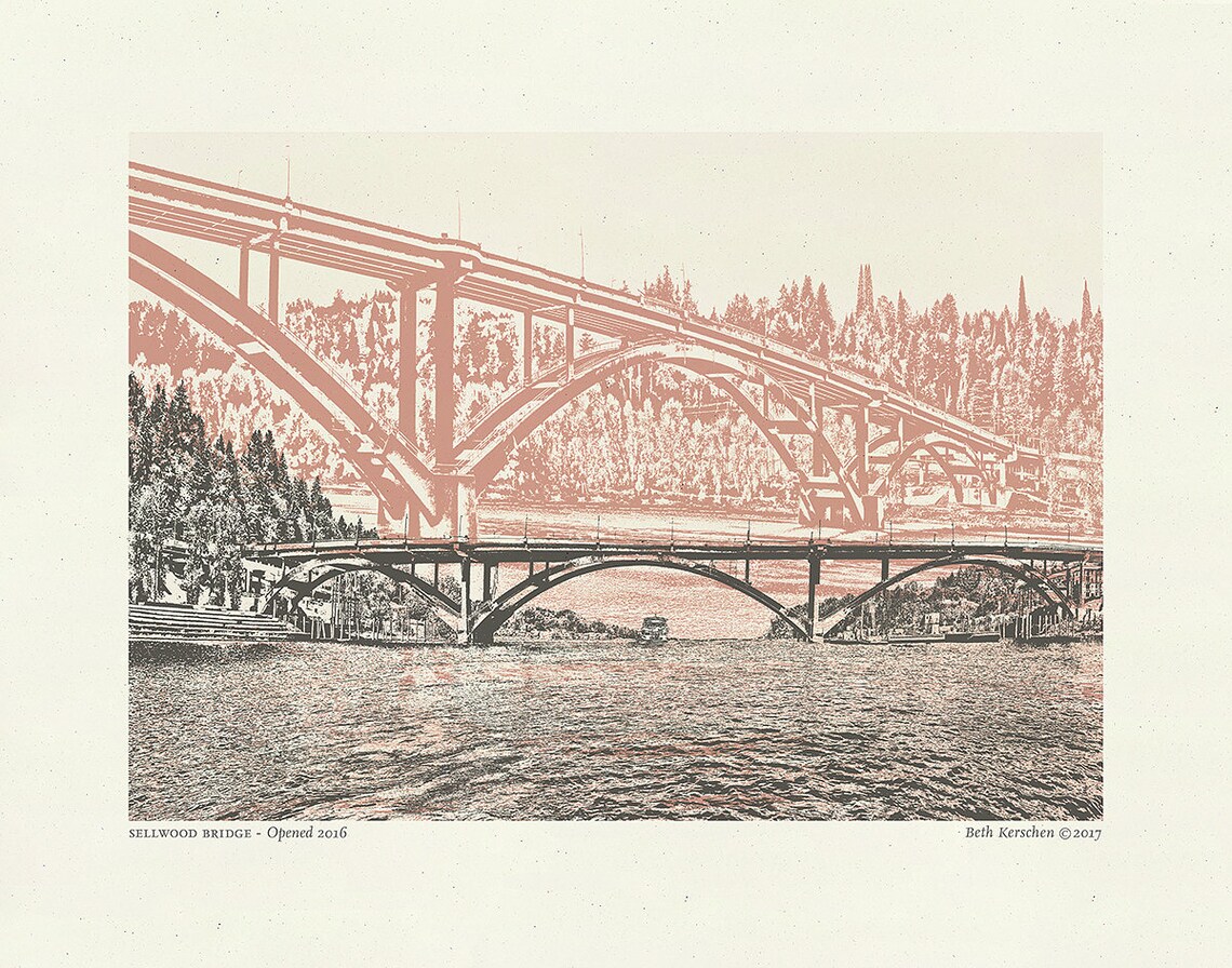 Portland Oregon Bridges Color Bridge Art Prints 8.5x11 | Etsy
