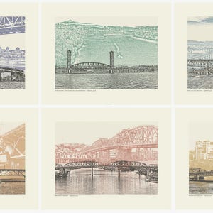 Portland Oregon Bridges -- Color Bridge Art Prints -- 8.5x11 - Etsy