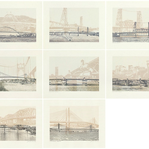 Portland Oregon Bridge Poster White Paper 12 Willamette | Etsy