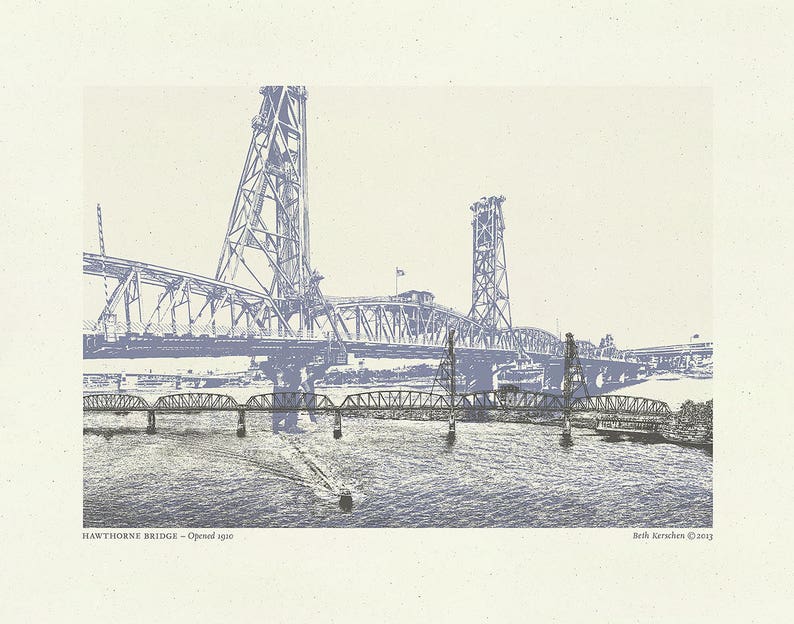 Portland Oregon Bridges Color Bridge Art Prints 8.5x11 - Etsy