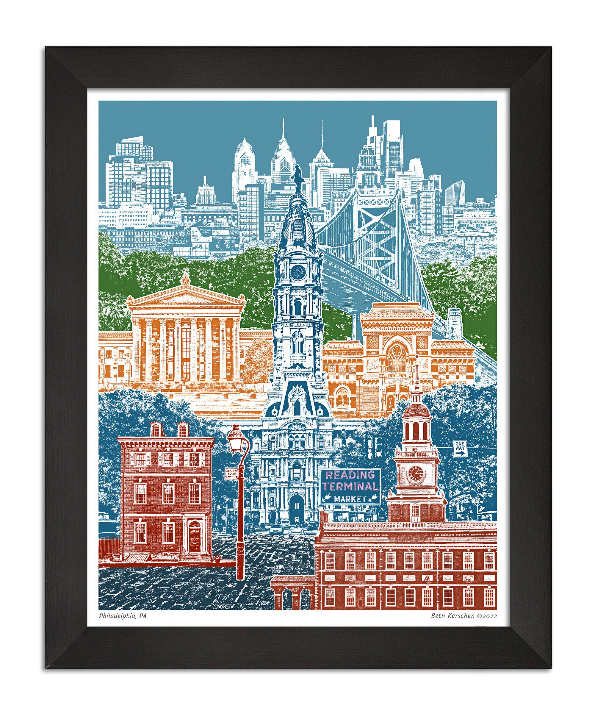 Philadelphia Art Print and Canvas Wrap – Philly Cityscape Skyline ...