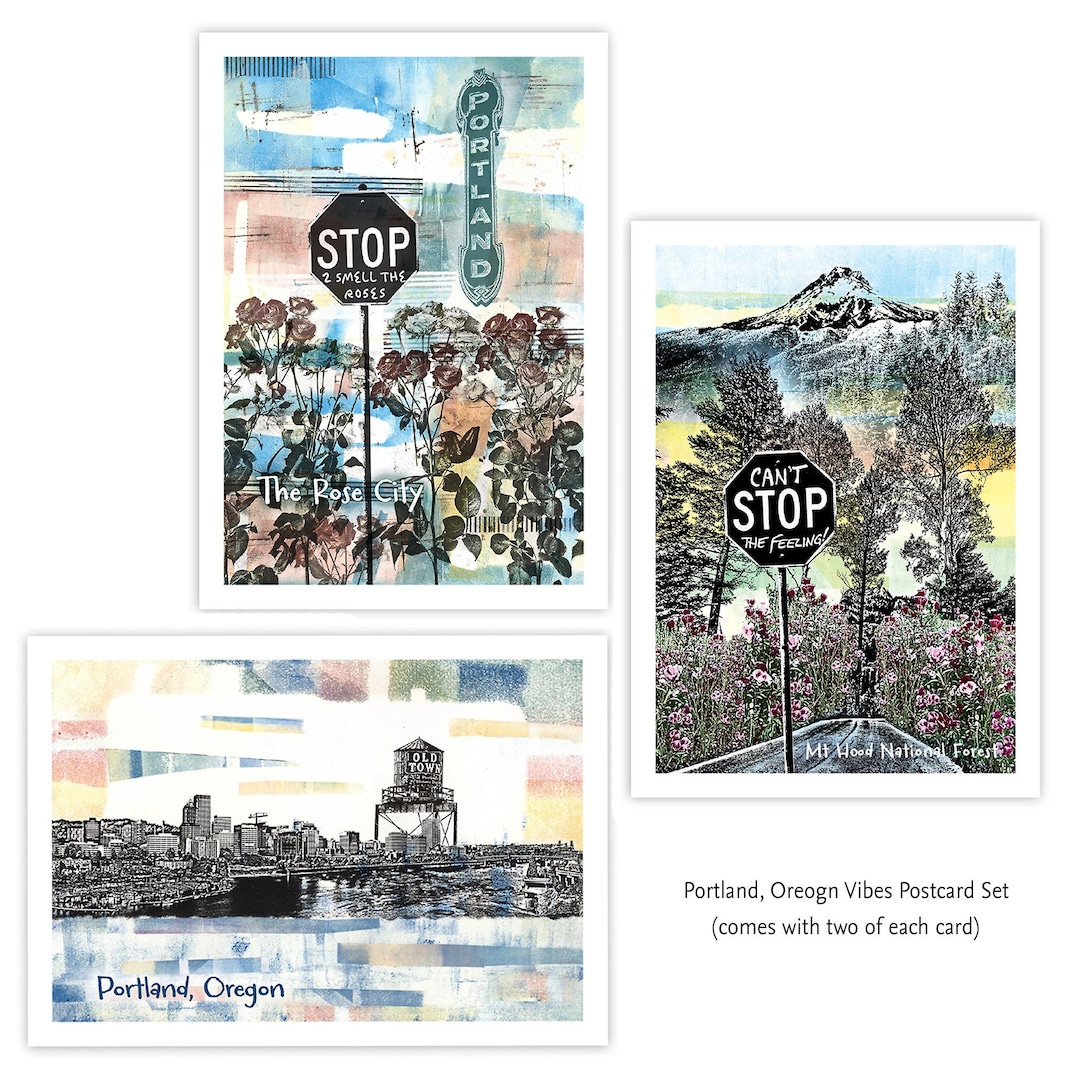 Portland, Oregon Vibes Postcards – Set of 6 – the Rose City, Mt Hood ...