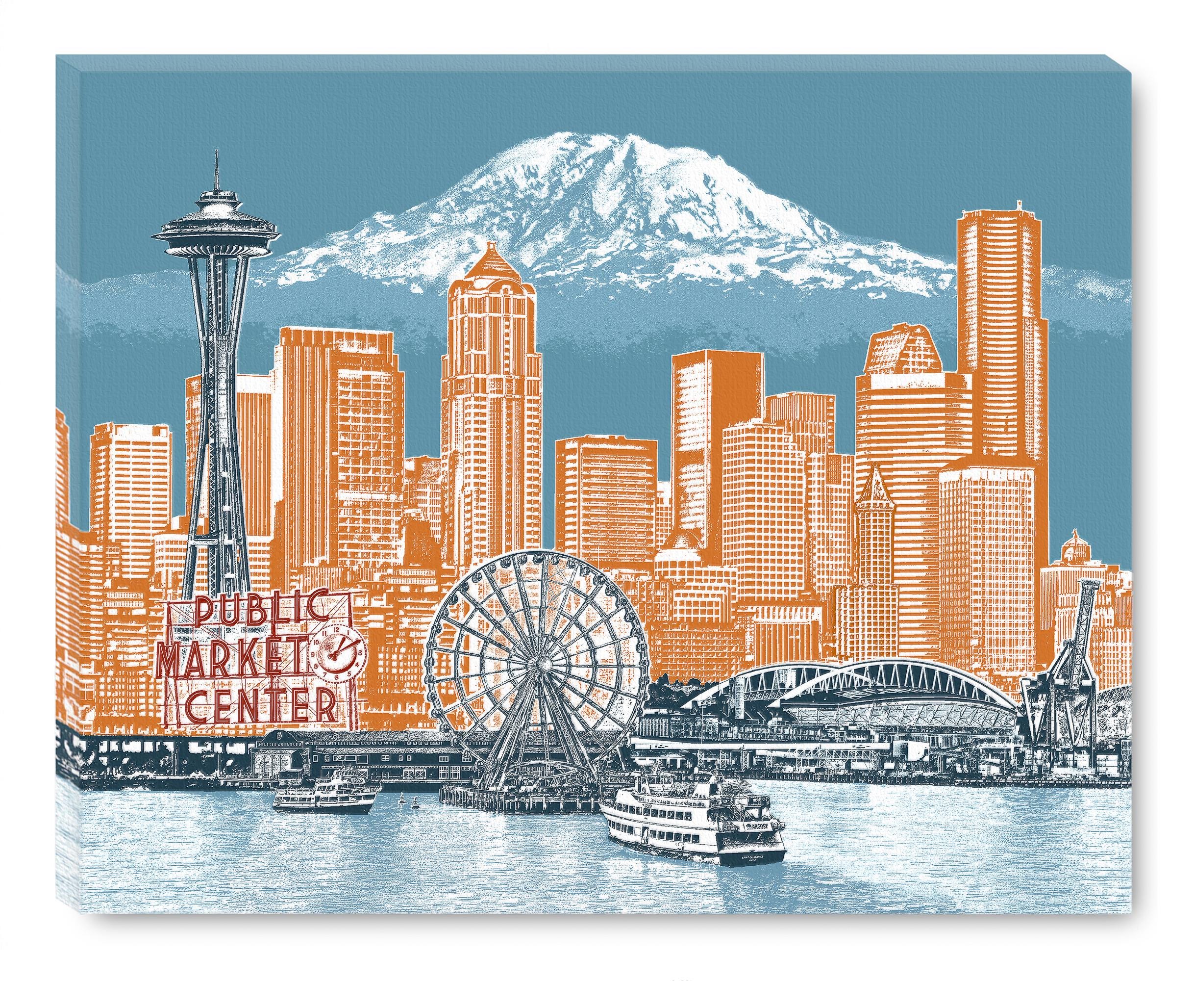 Seattle – Archival Art Print or Canvas Wrap – Seattle to Mt. Rainier ...
