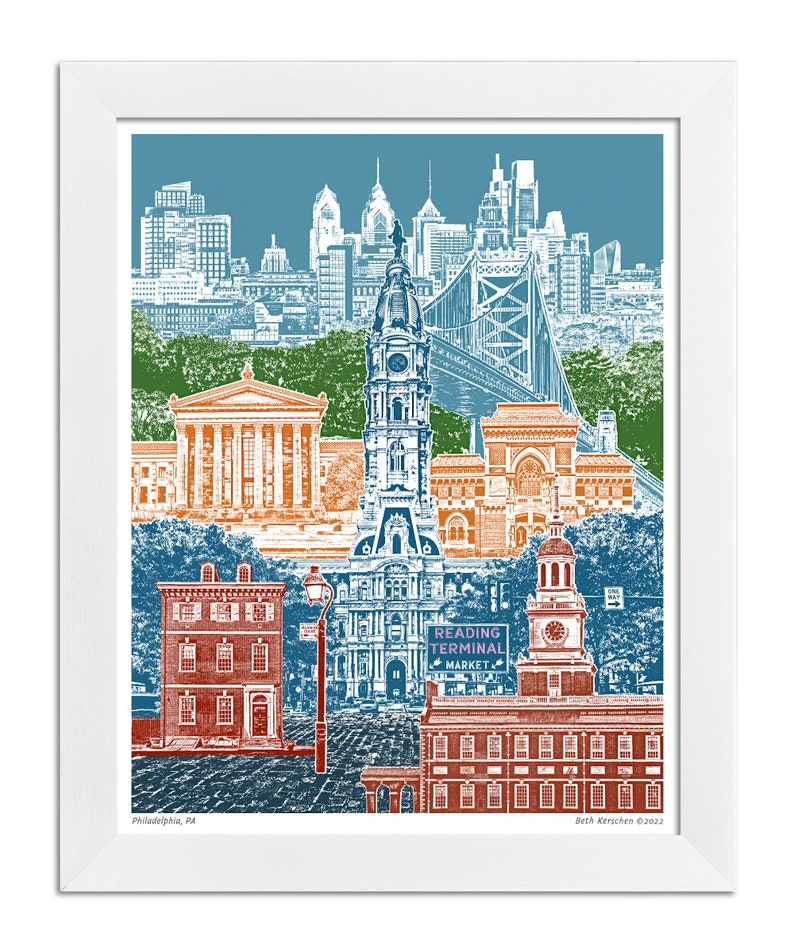 Philadelphia Art Print and Canvas Wrap – Philly Cityscape Skyline ...