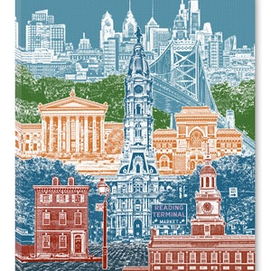 Philadelphia Art Print and Canvas Wrap – Philly Cityscape Skyline ...