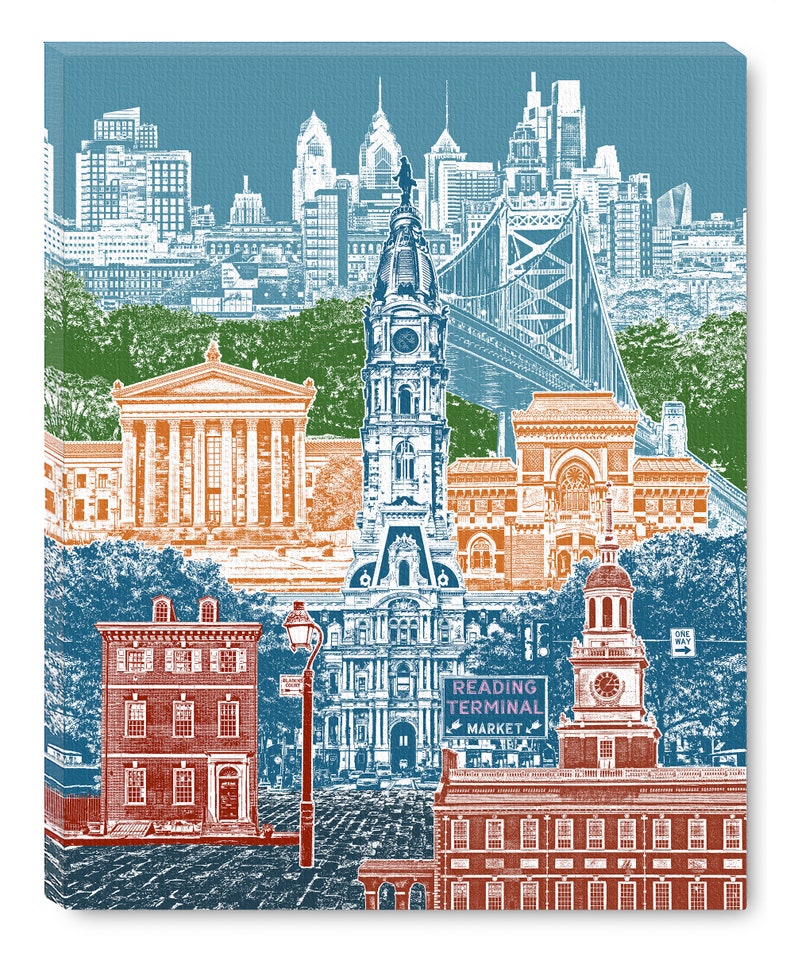 Philadelphia Art Print and Canvas Wrap – Philly Cityscape Skyline ...