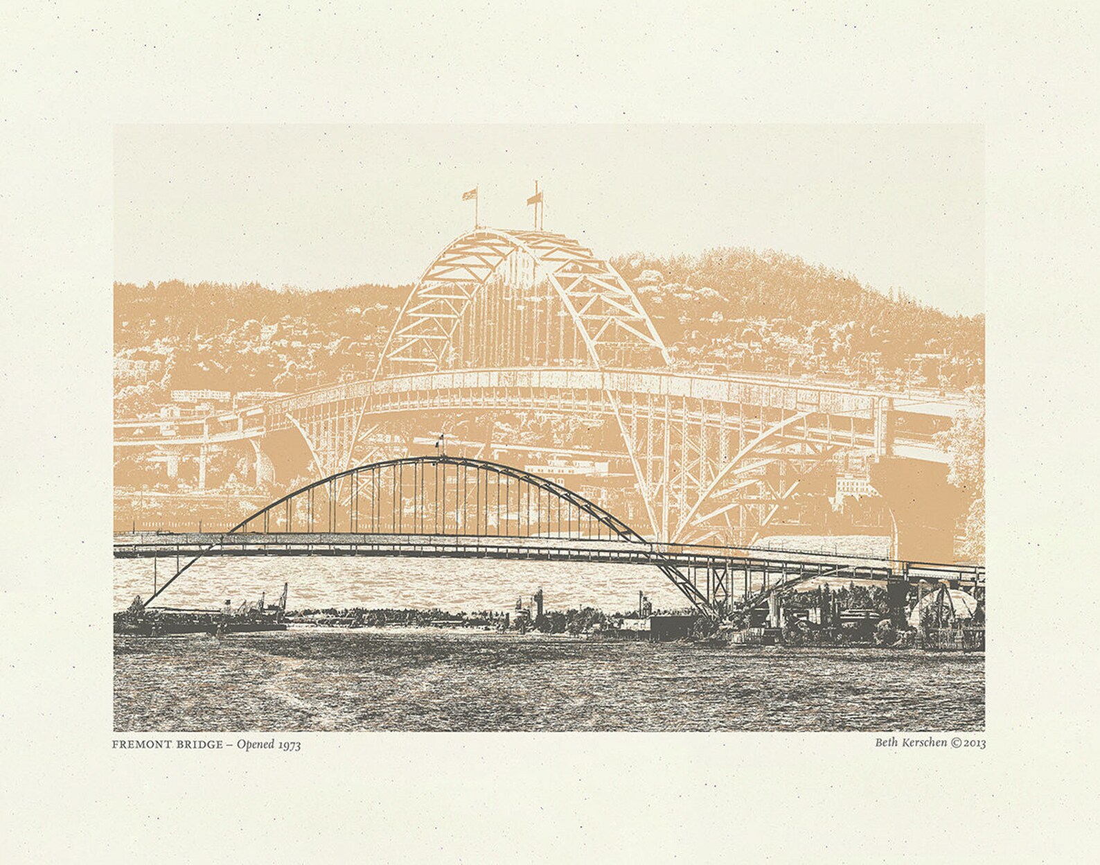 Portland Oregon Bridges Color Bridge Art Prints 8.5x11 - Etsy