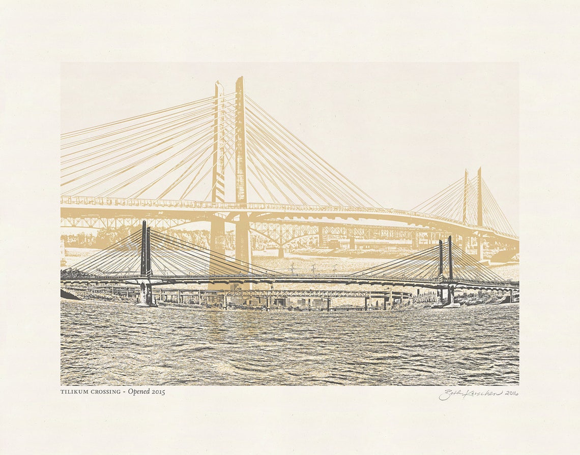 Portland Oregon Bridges Color Bridge Art Prints 8.5x11 | Etsy