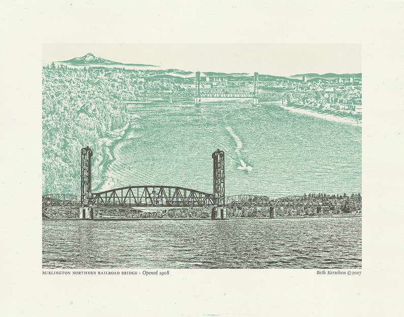 Portland Oregon Bridges Color Bridge Art Prints 8.5x11 - Etsy