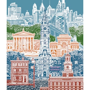 Philadelphia Art Print and Canvas Wrap – Philly Cityscape Skyline ...