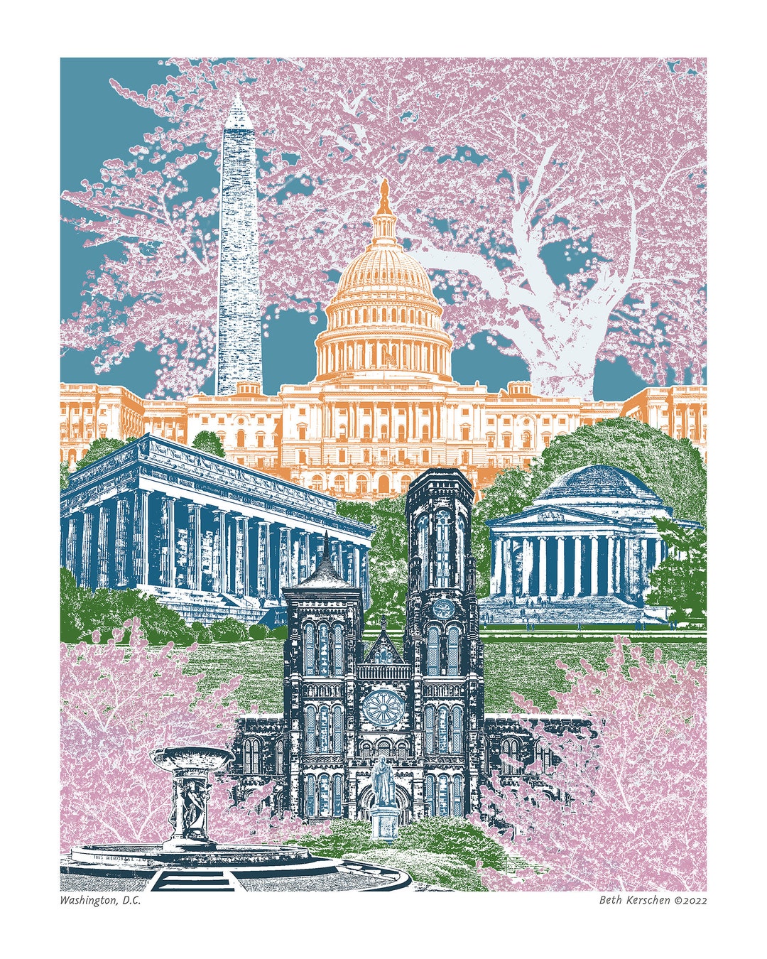 Washington D.C. Art Print & Canvas Wrap – Iconic Landmarks in the ...
