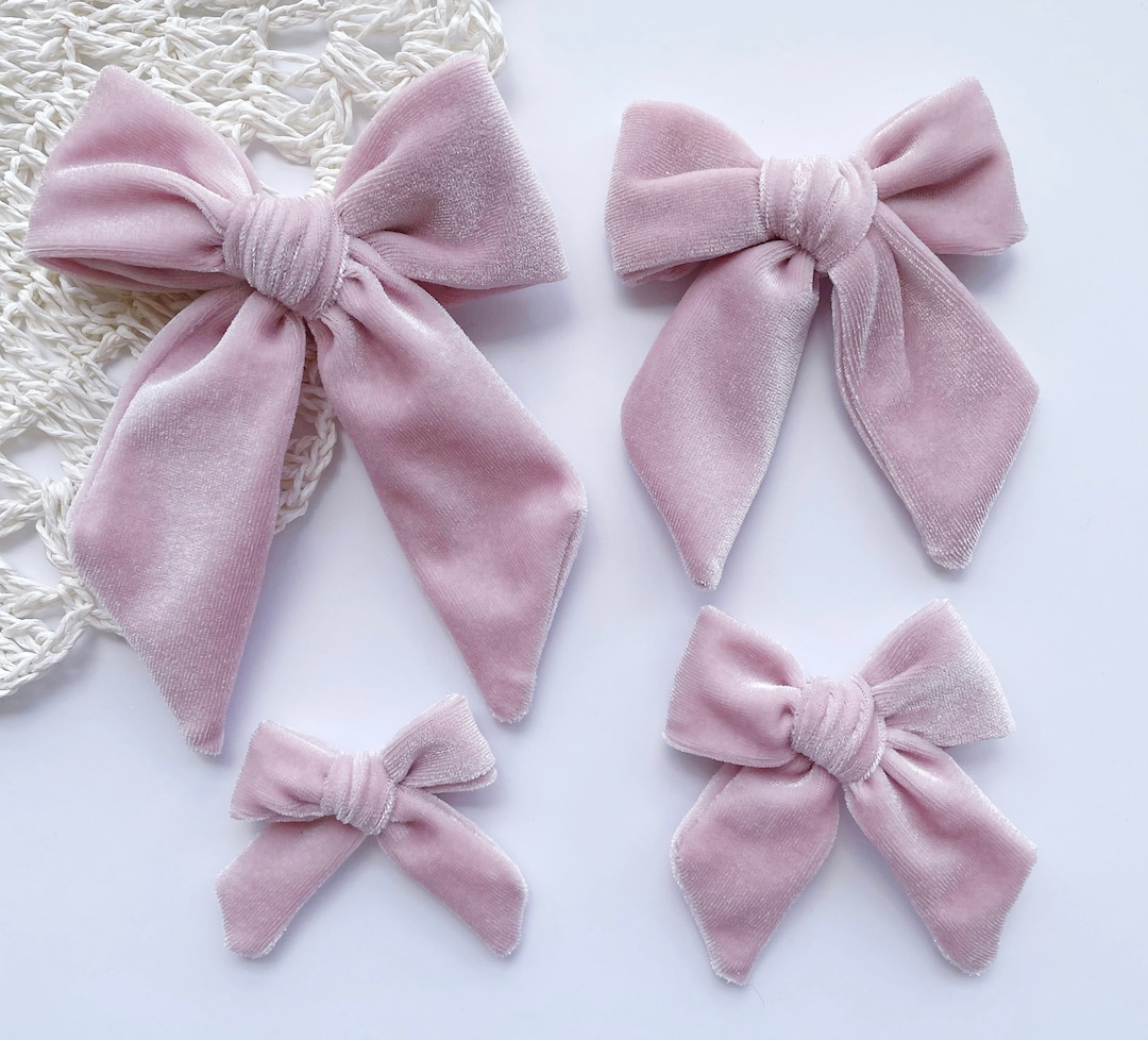 Pink Easter Velvet Bow, Velvet Spring Hair Bow, Blush Pink Velvet Bow ...