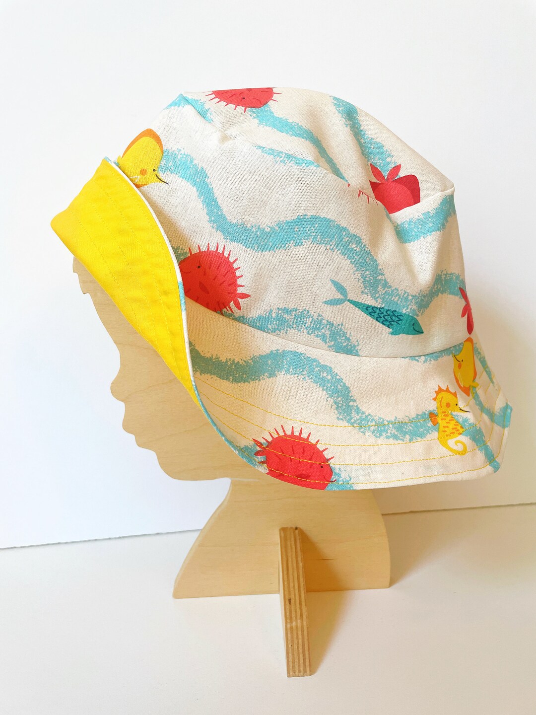 Beach Ocean Waves Bucket Hat, Fish Blowfish Hat, Seahorse Bucket Hat ...