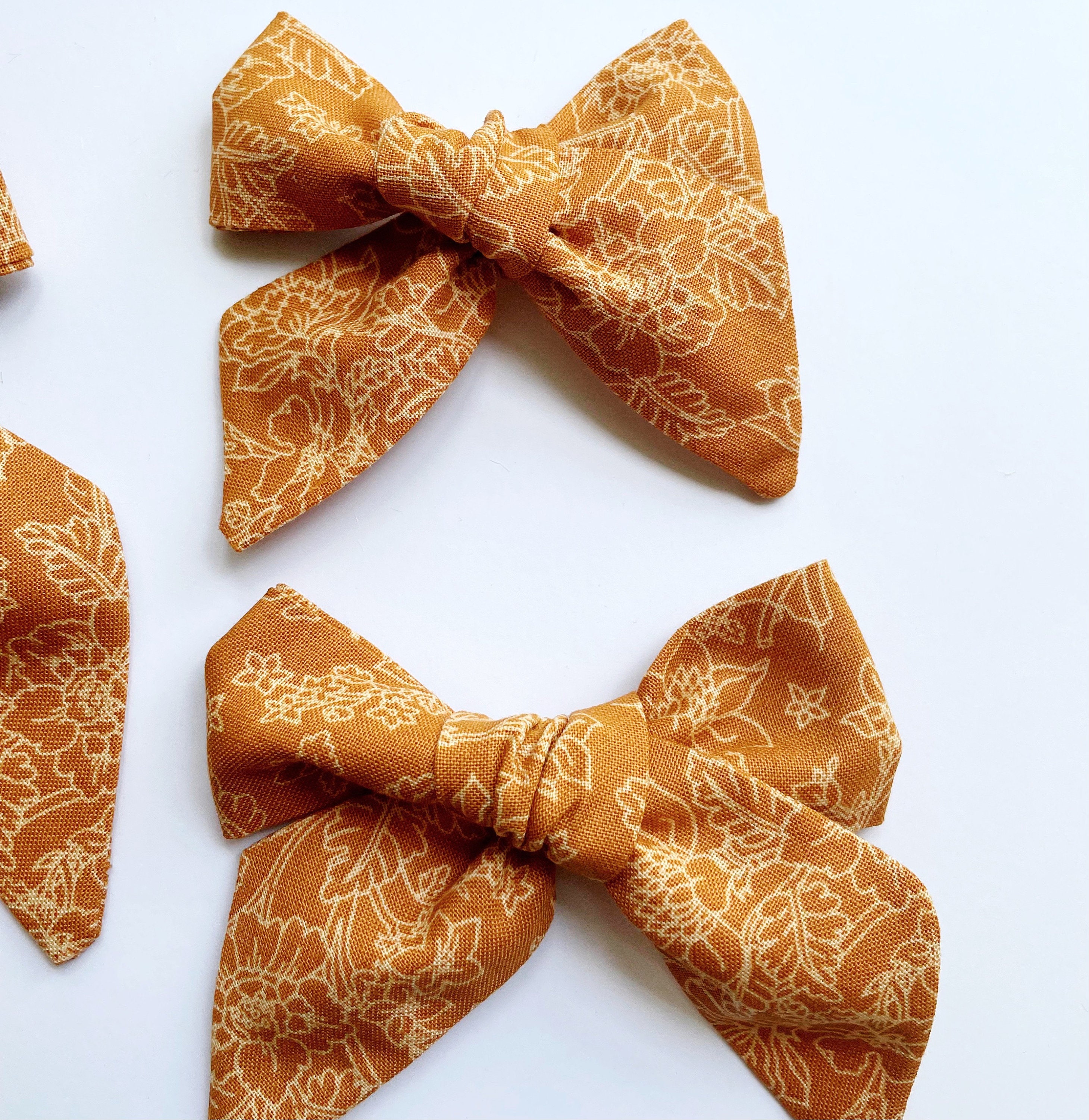 Fall Floral Bow, Fall Gold Hair Bow, Mustard Hair Bow, Earth Tone Bow ...