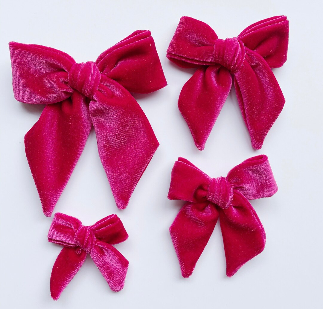 Fuchsia Pink Valentine Velvet Bow, Velvet Valentines Hair Bow, Hot Pink ...