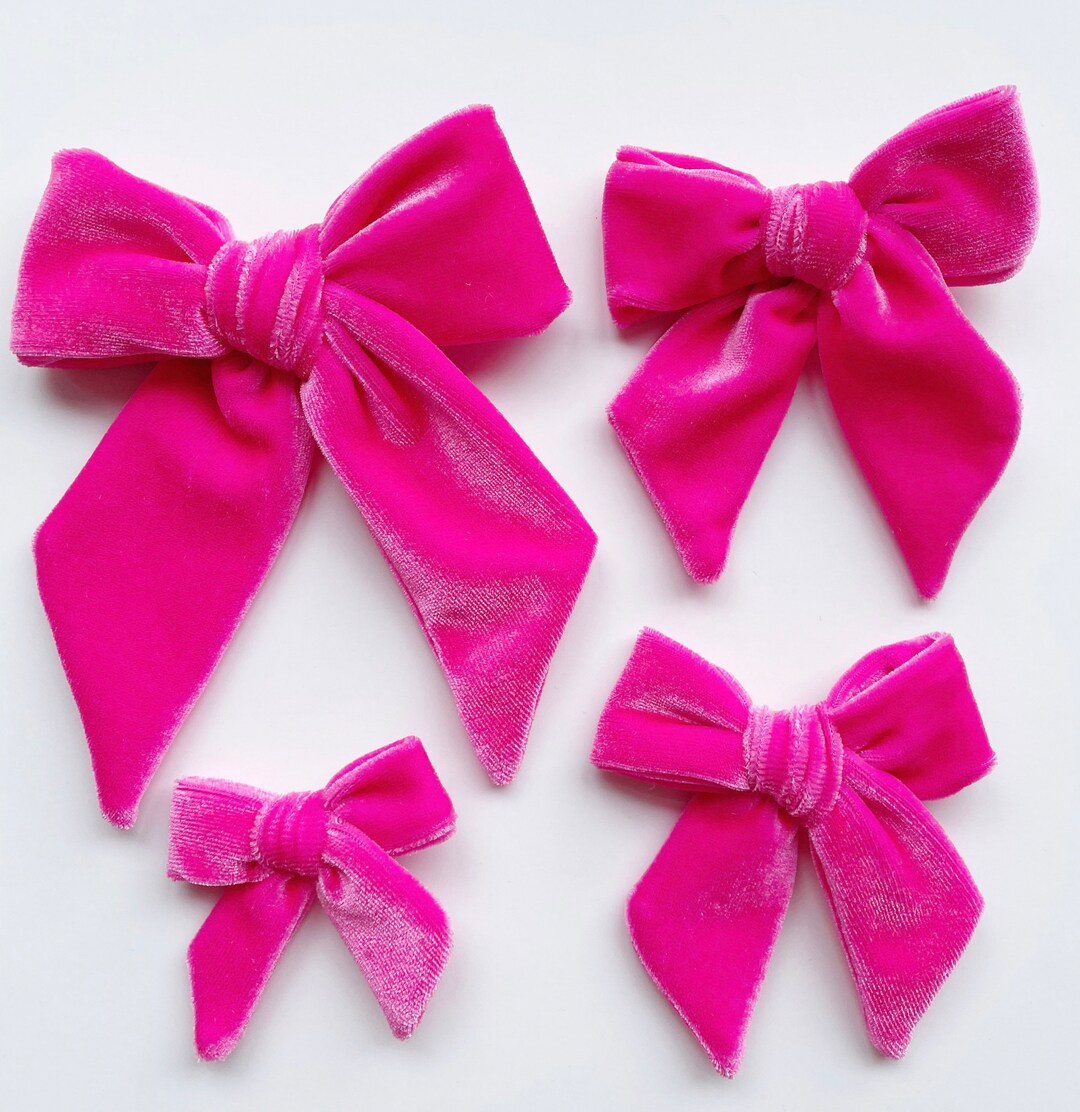 Neon Hot Pink Velvet Bow, Valentine Velvet Hair Bow, Hot Pink ...