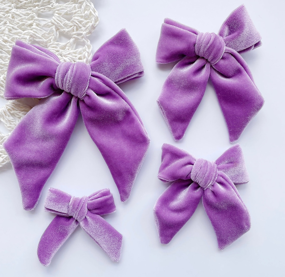 Lavender Velvet Bow, Christmas Velvet Hair Bow, Purple Velvet Bow ...