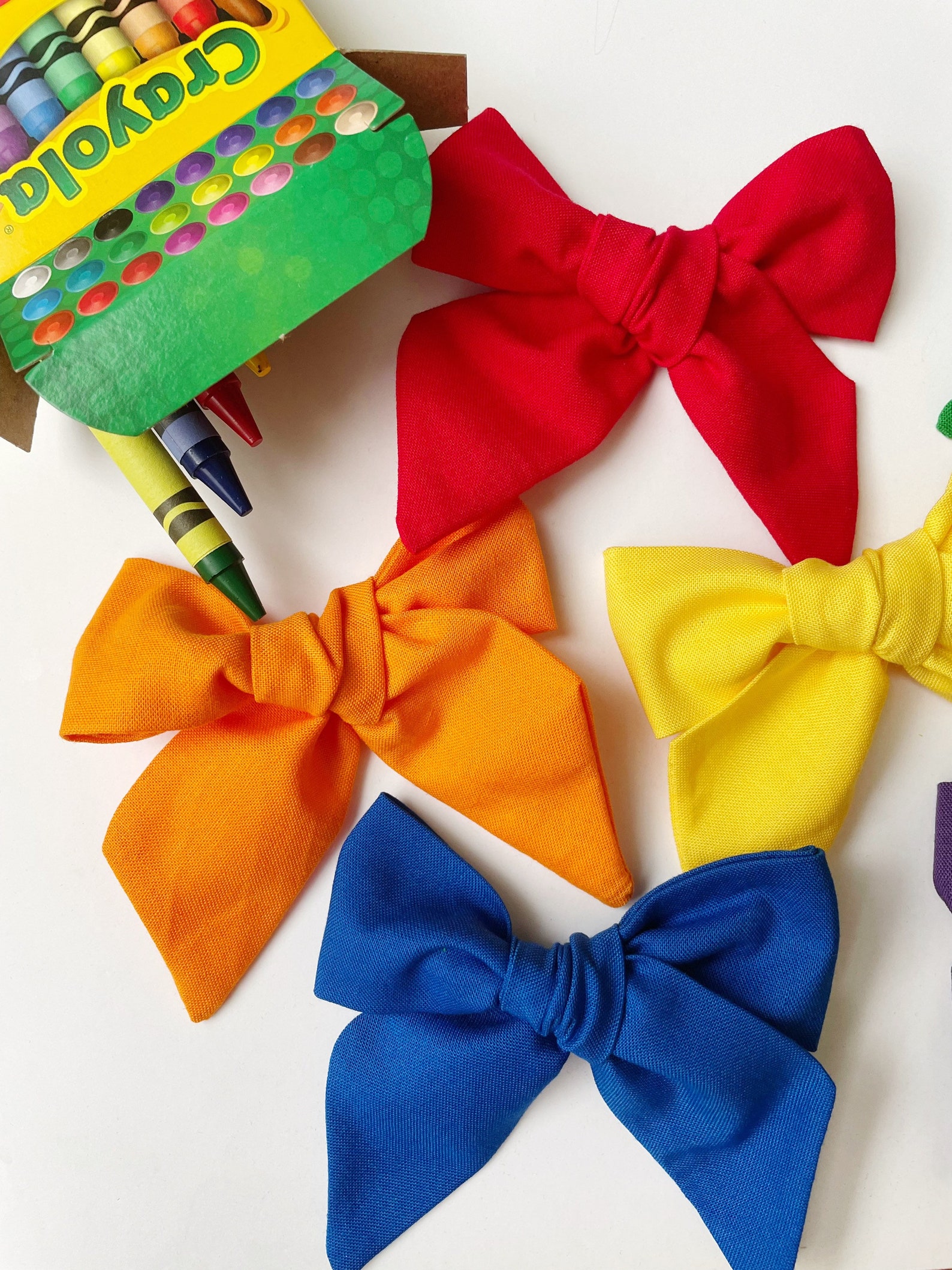 Back to School Hair Bow, Crayon Cotton Bow, School Uniform Crayola Bow ...