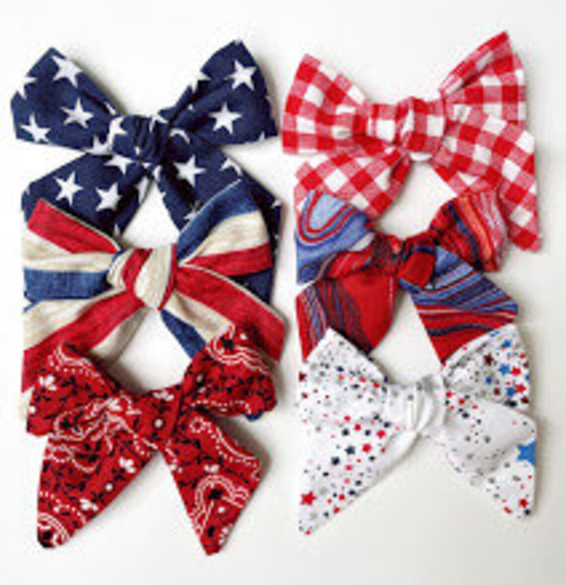 Red Bandana Bow 4th of July Red Bow Fourth of July Red Bow | Etsy