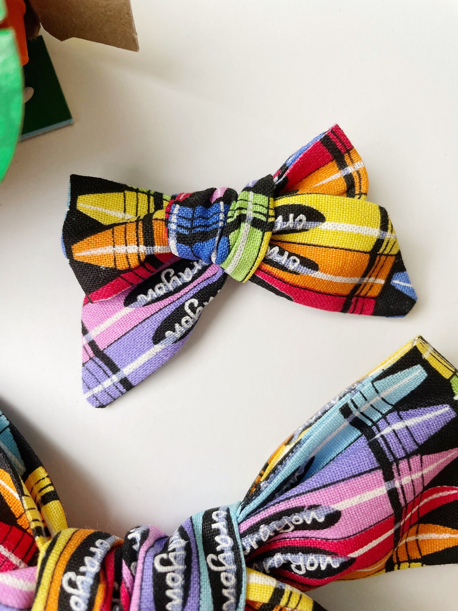 Back to School Hair Bow, Crayon Cotton Bow, School Uniform Crayola Bow ...