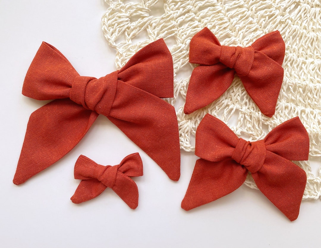 Pumpkin Spice Hairbow, Fall Hair Bow, Rust Color Hair Bow, Burnt Orange ...