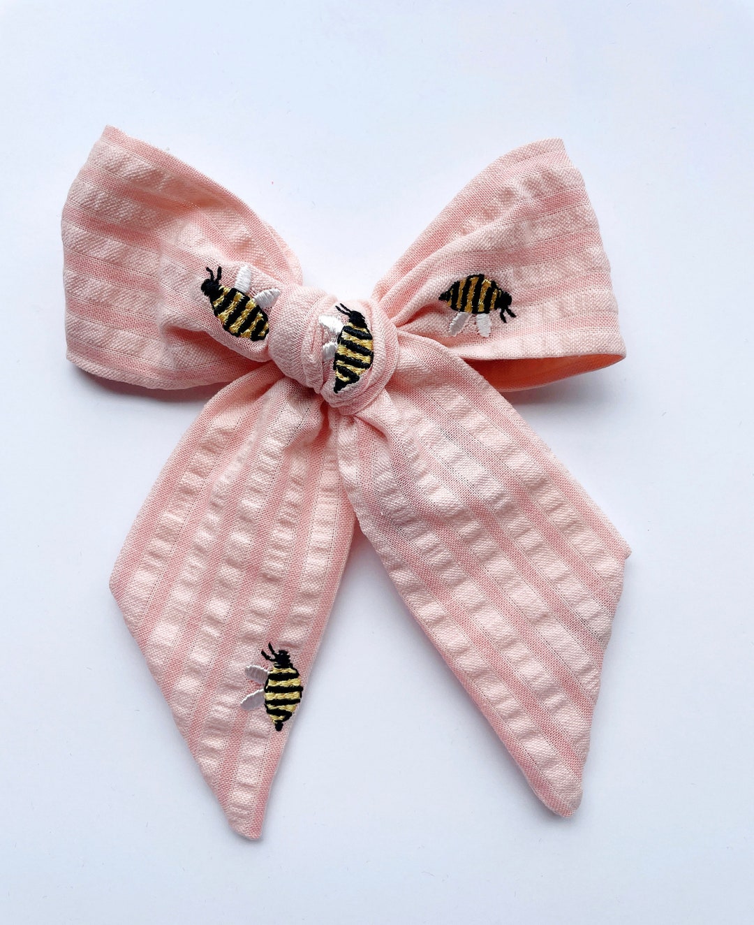 Spring Bumblebee Bow, Pastel Bee Easter Hair Bow, Seersucker Hair Bow ...