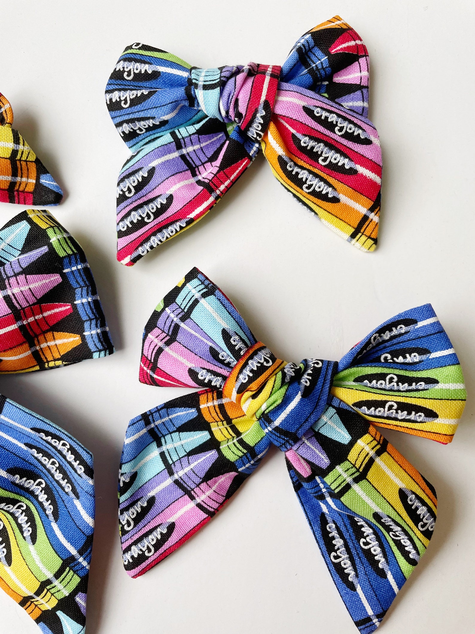 Back to School Hair Bow, Crayon Cotton Bow, School Uniform Crayola Bow ...