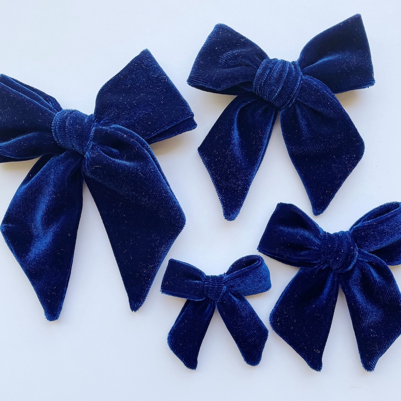 Navy Velvet Hair Clips - Etsy