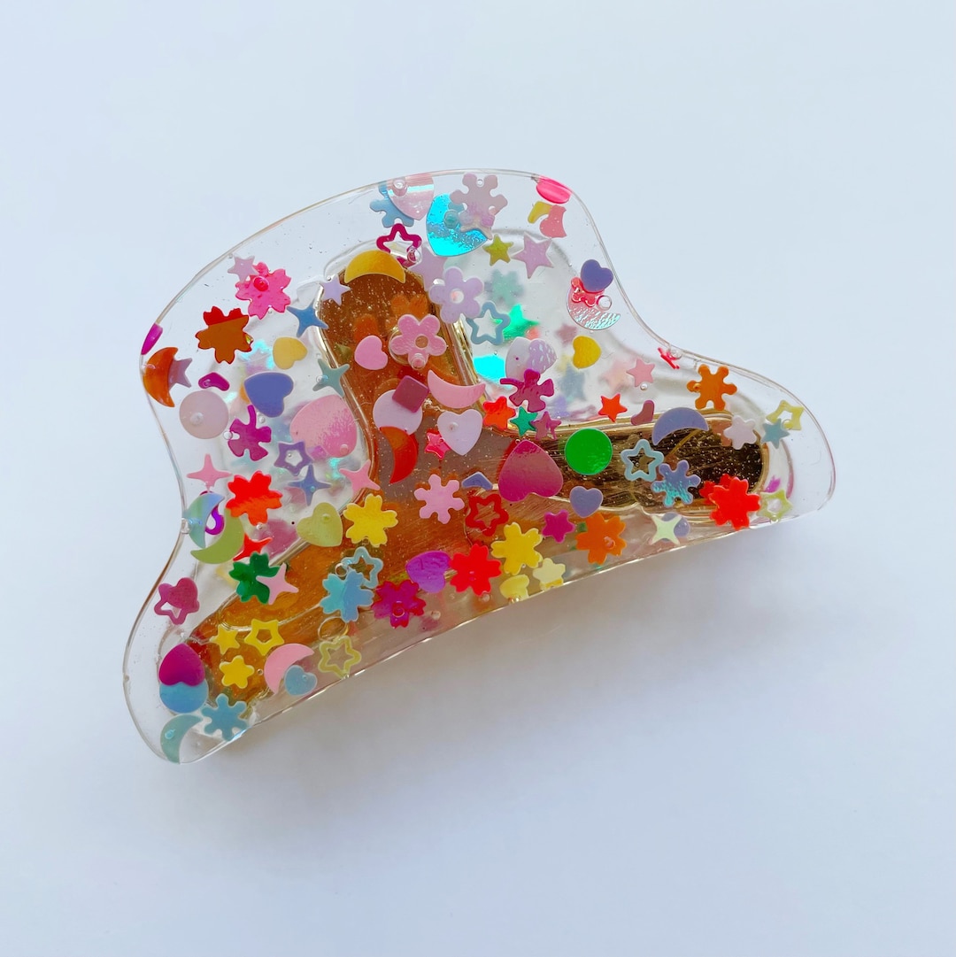 Glitter Hair Claw Clip Mod Retro Claw Clip Sparkle Pink Claw - Etsy