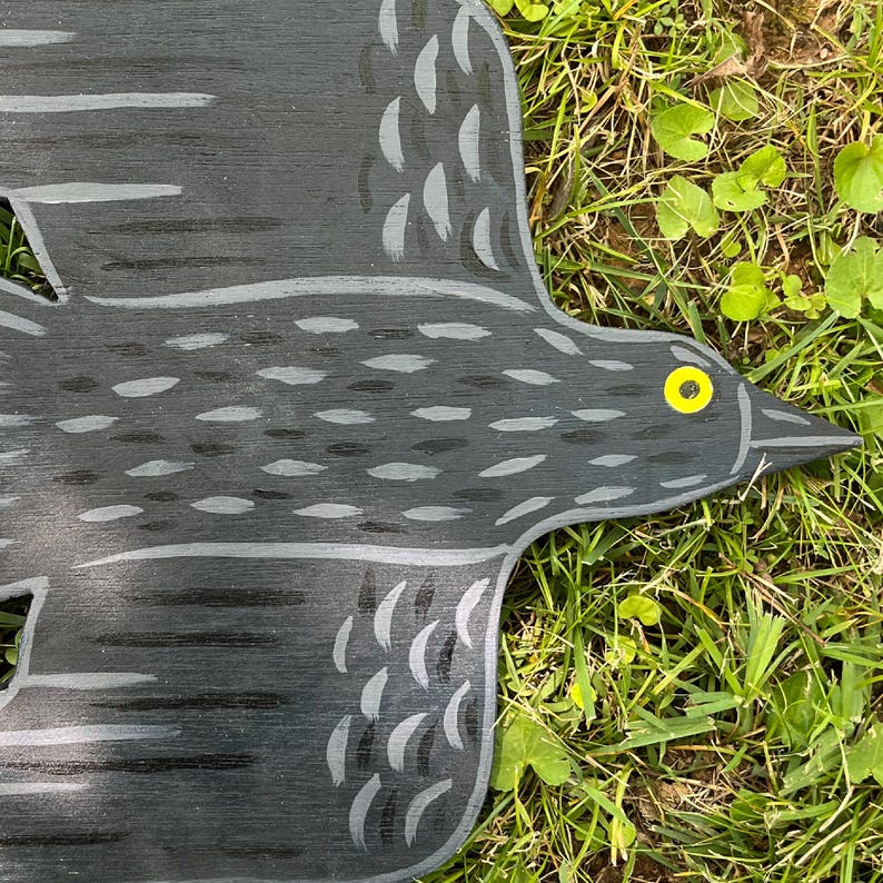 Crow or Raven - Hand Painted - Folk Artsy Plywood Cutout - Custom Birds ...