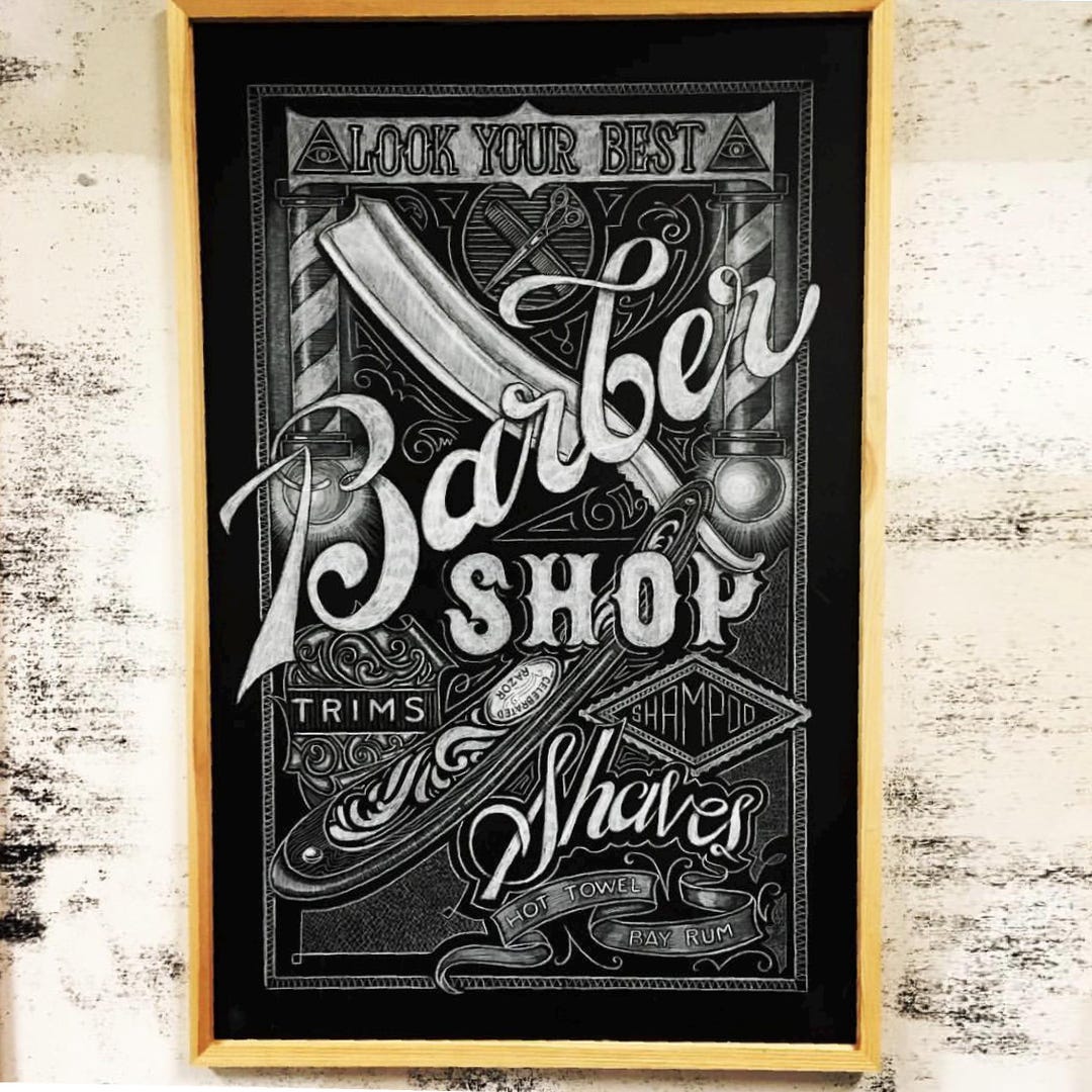 Barber Shop Chalkboard Sign - Customizable - Hand Painted - Permanent ...