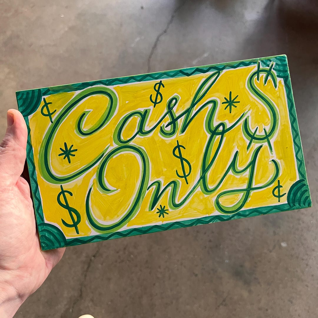 Cash Only Sign - Hand Painted Sign - Tattoo Shop Sign - Custom Wording ...
