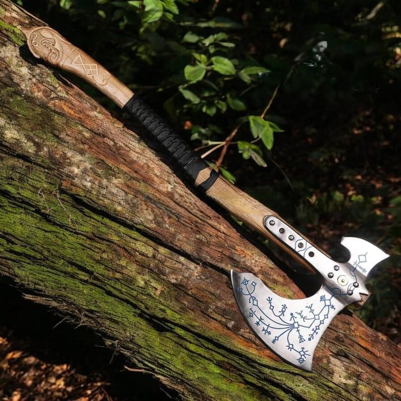 GOW Axe Replica, Axe From Carbon Steel Scandinavian-inspired Cosplay ...