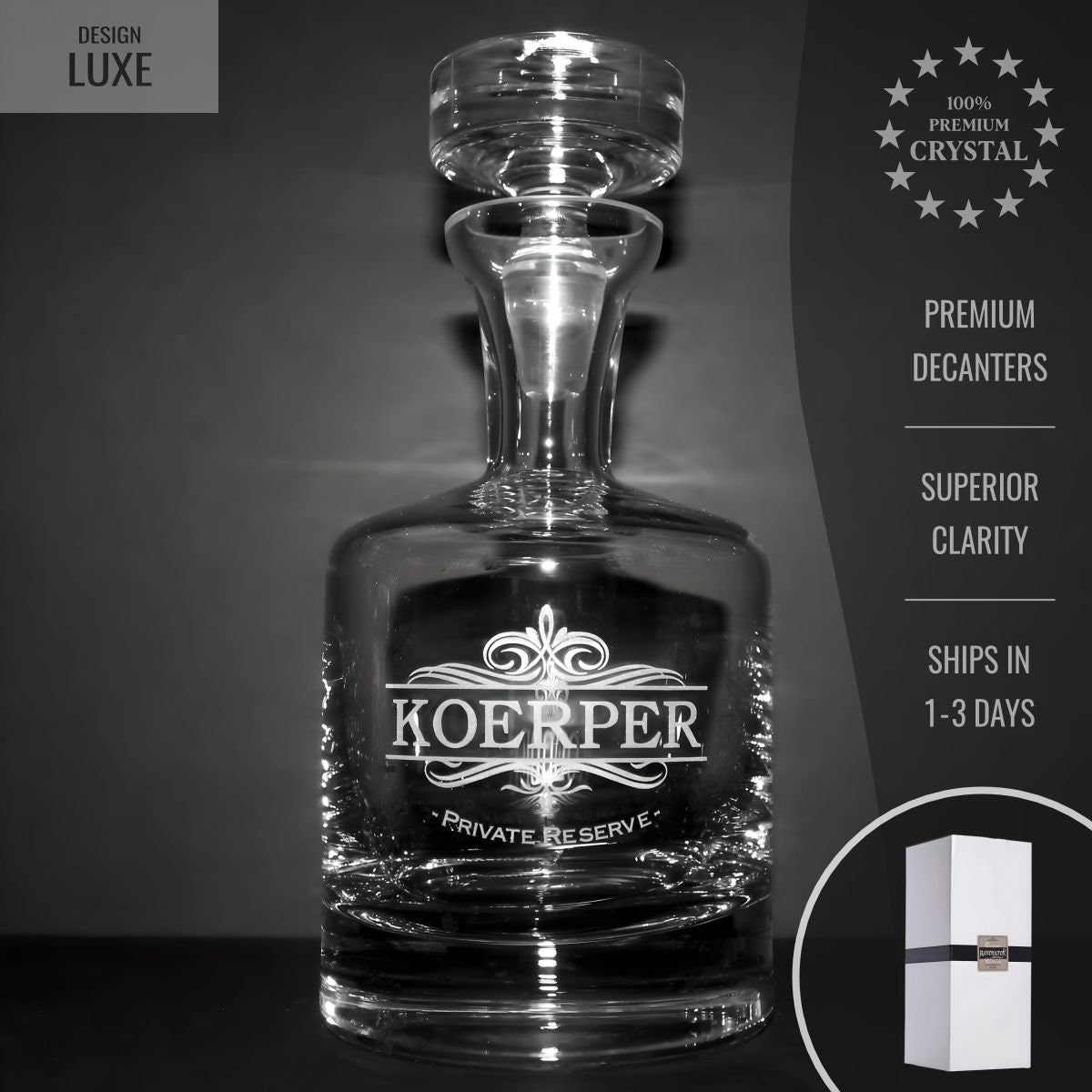 Custom Engraved Crystal Whiskey Decanter Set Personalized Birthday Gift ...