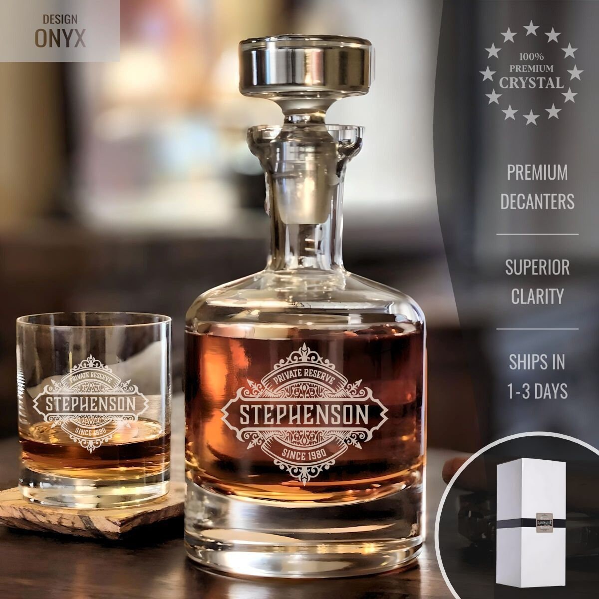 Engraved Crystal Whiskey Decanter Set: Personalized Groomsmen Gift - Etsy