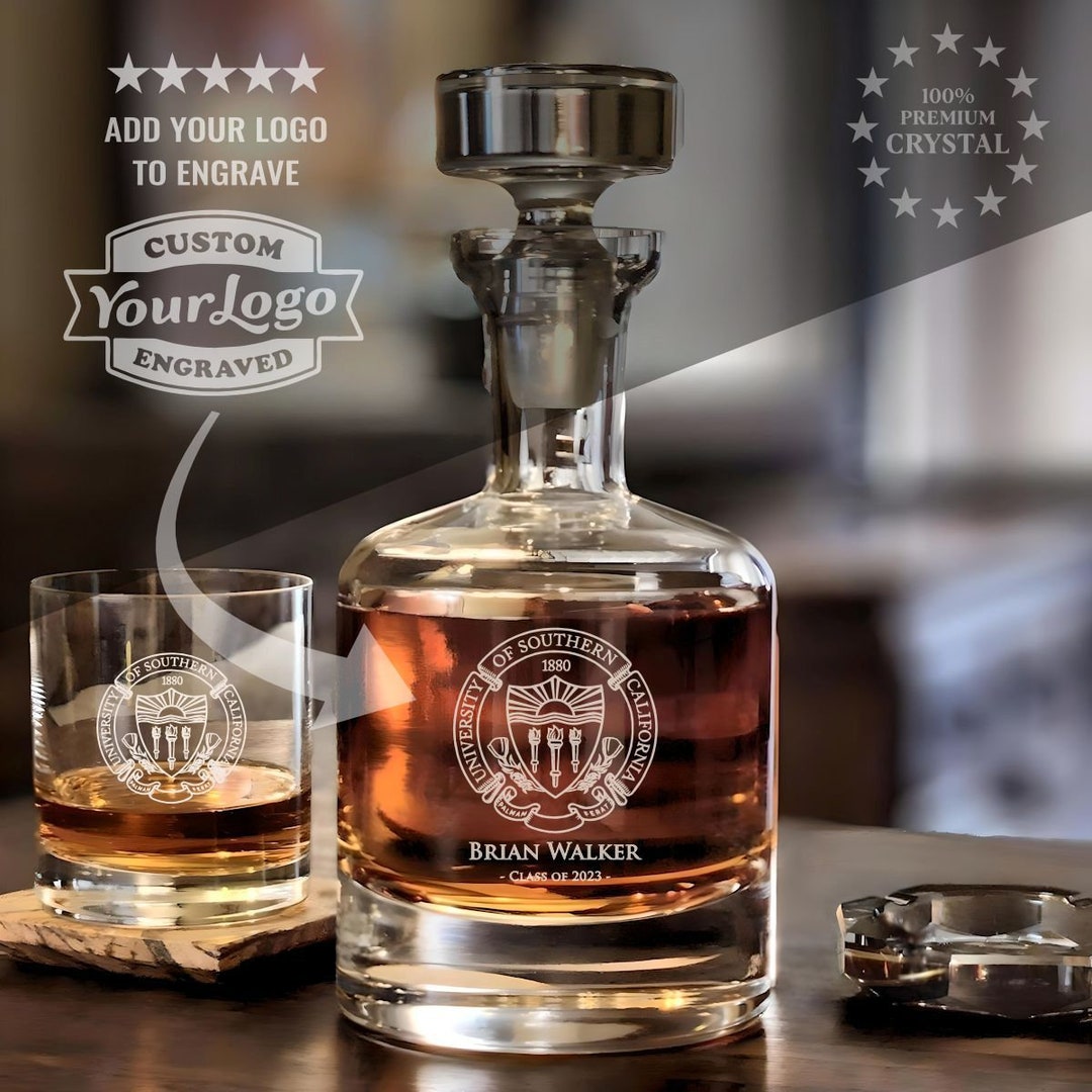 Custom Logo Crystal Whiskey Decanter Set: Personalized Retirement Gift ...