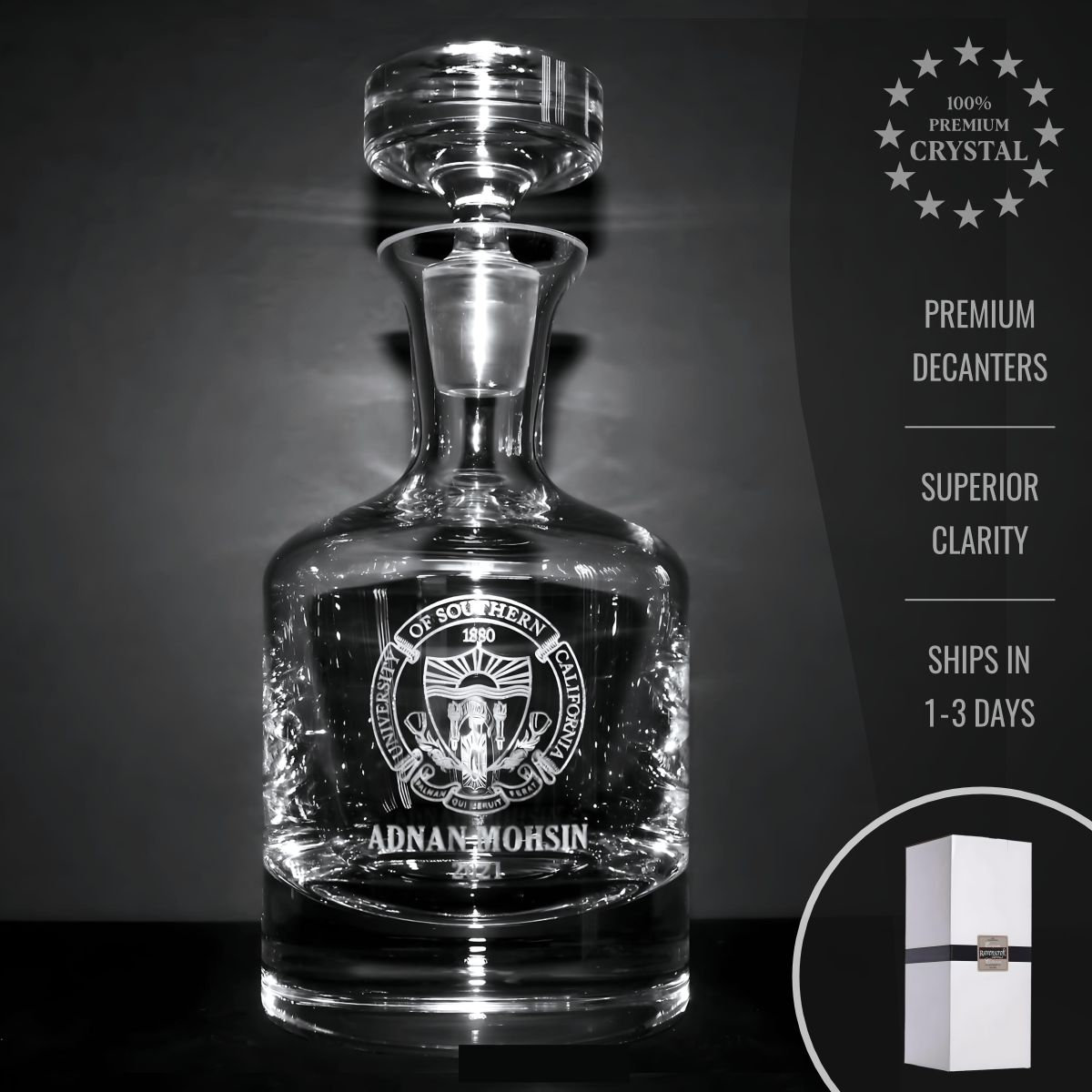 Engraved Crystal Whiskey Decanter Set | Personalized Graduation Gift - Etsy