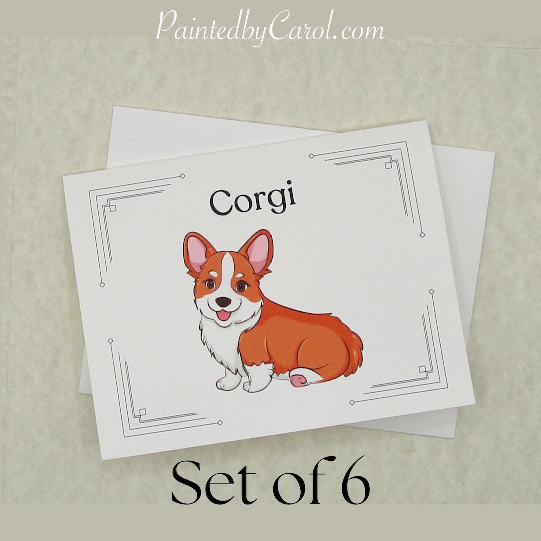 Corgi Note Cards, Corgi Cards, Corgi Stationery, Red Corgi Gifts, Corgi ...