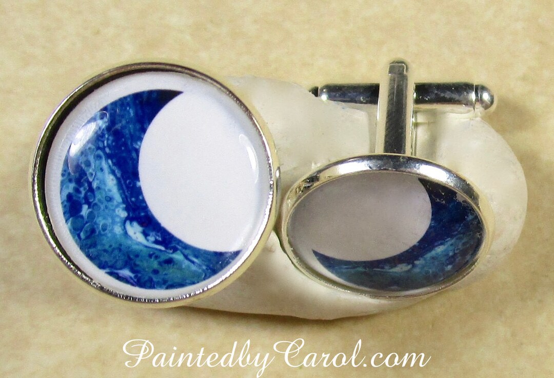 Blue Moon Cufflinks Blue Moon Accessories Blue Moon Mens - Etsy