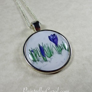 Purple Crocus Pendant, Purple Crocus Necklace, Purple Crocus Jewelry ...