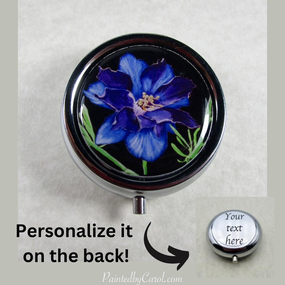 Larkspur Pillbox, Purple Larkspur Pill Box, Larkspur Trinket Box, July ...