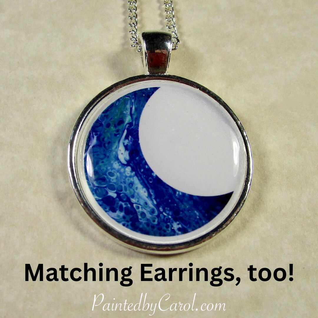 Blue Moon Pendant, Crescent Moon Necklace, Blue Moon Jewelry, Crescent ...