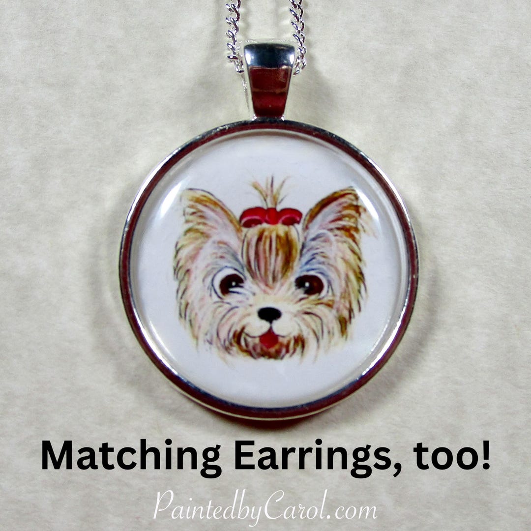 Yorkshire Terrier Cartoon Pendant, Yorkie Necklace, Yorky Jewelry ...