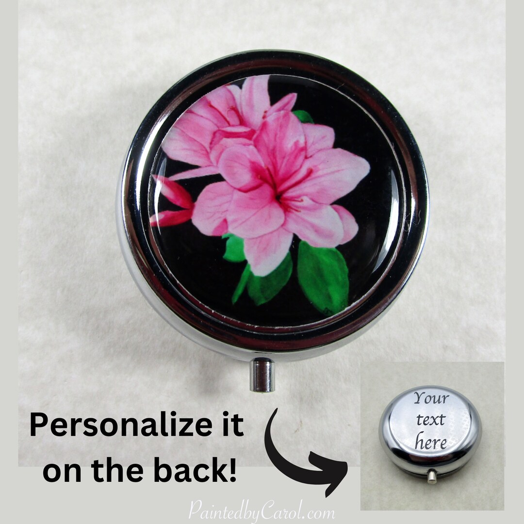 Azalea Pillbox, Pink Flower Pill Box, Azalea Trinket Box, Azalea Pill ...