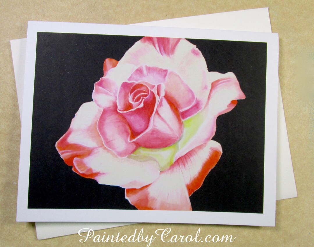 Rose Note Cards, Pink Rose Note Cards, Blank Note Cards, Pink Flower ...