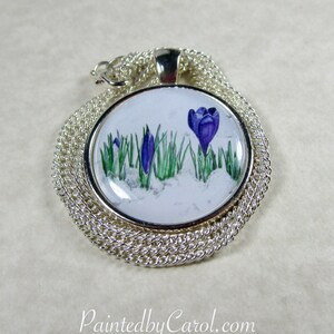Purple Crocus Pendant, Purple Crocus Necklace, Purple Crocus Jewelry ...