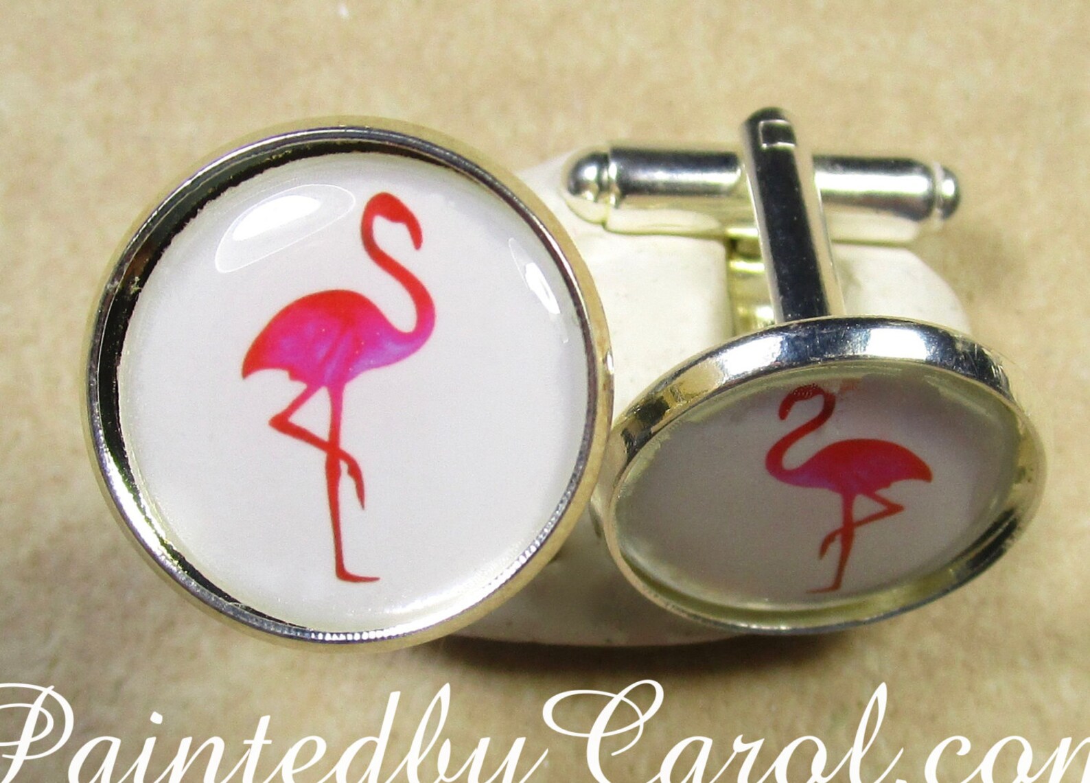 Flamingo Cufflinks Pink Flamingo Mens Gifts Kitchy - Etsy