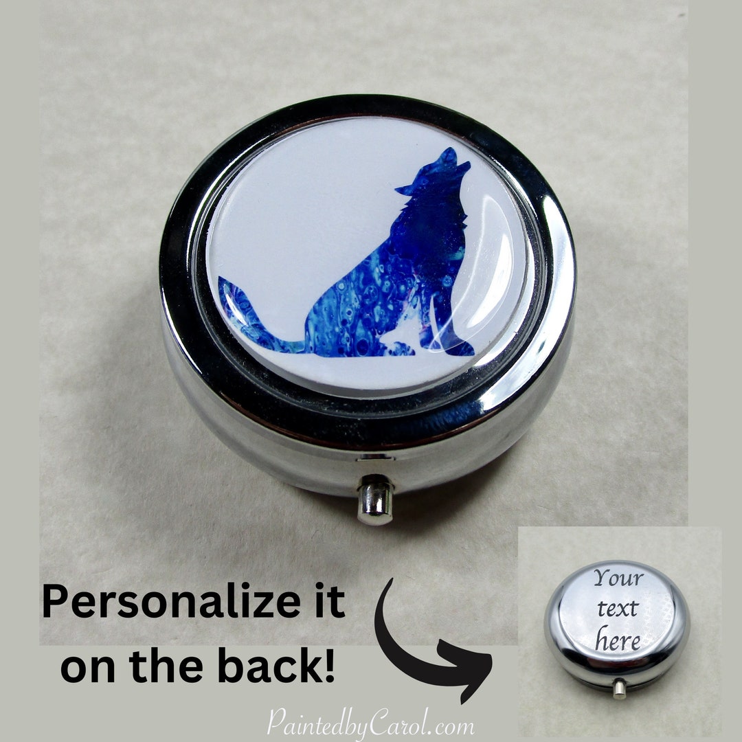 Wolf Pillbox, Howling Wolf Pill Case, Wolf Gifts, Wildlife Mint Case ...